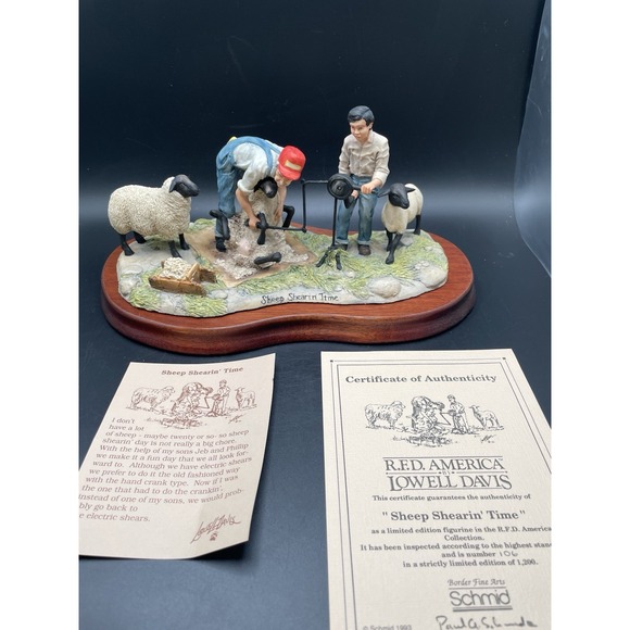 Art | Rare Lowell Davis Sheep Shearin Time Ltd Ed 161200 Figurine ...